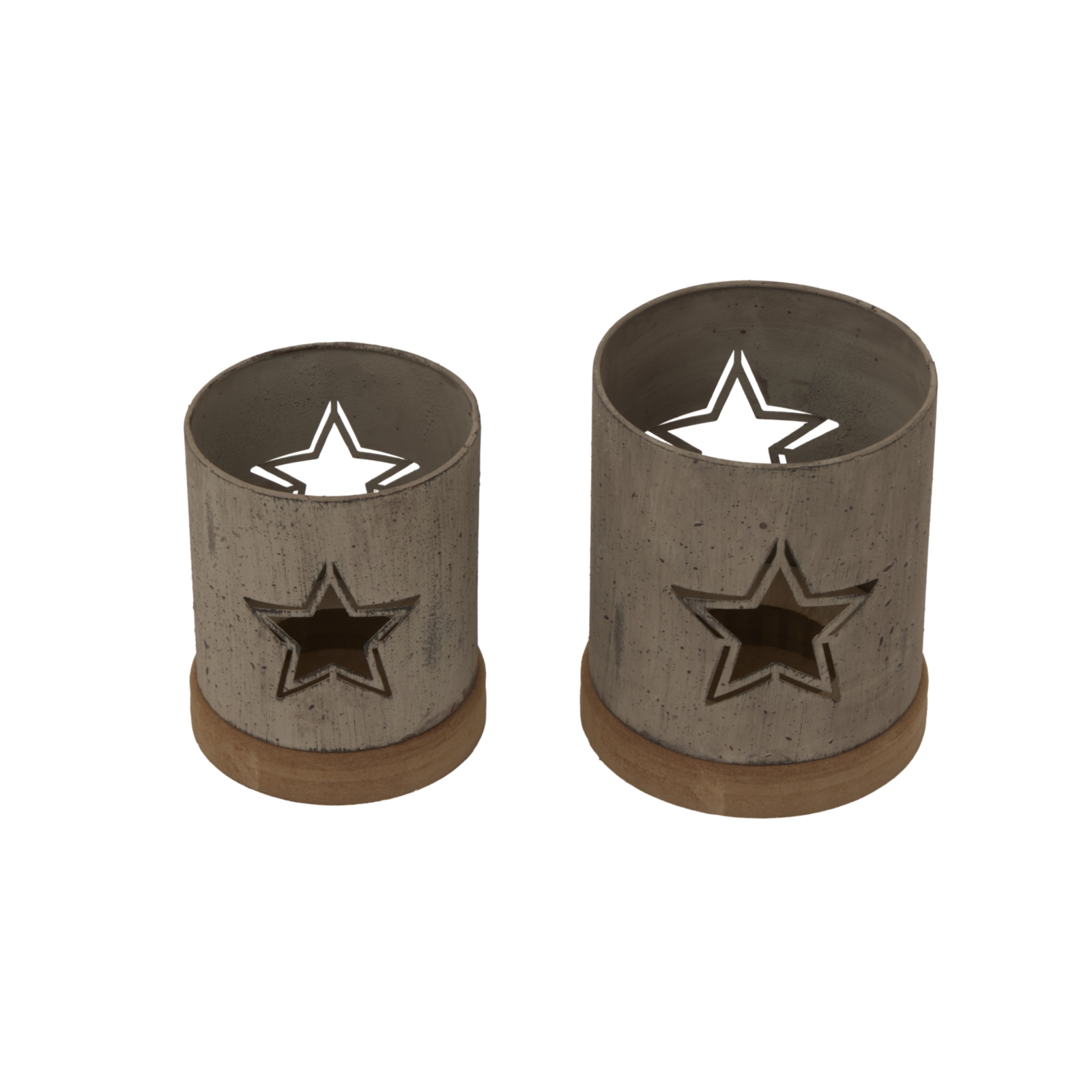Large Rustic Metal Star Candle Holder On Wood Stand | Wholesale by Hill ...