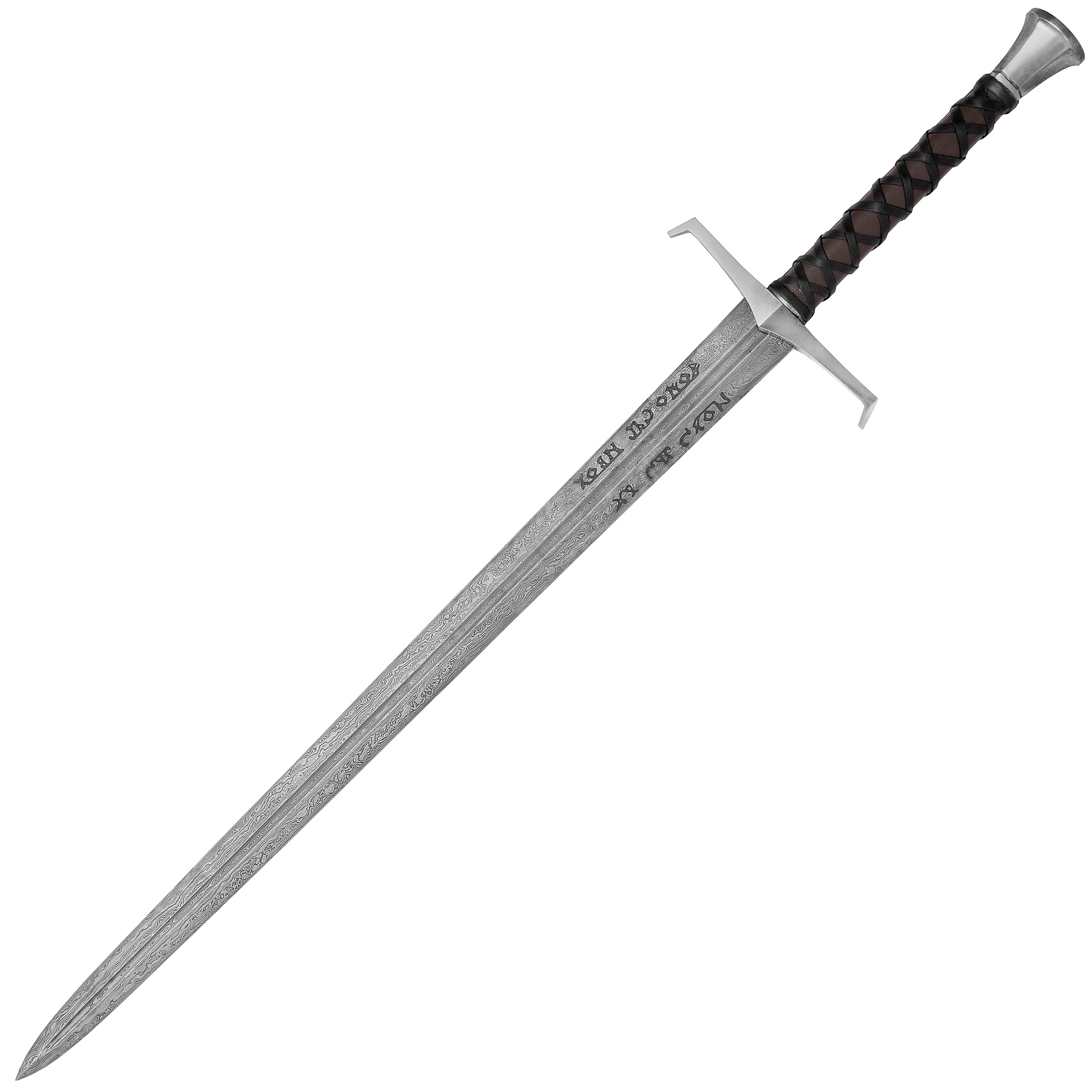 King Arthur Damascus Steel Blade Sword with Leather From Way Of The Warrior